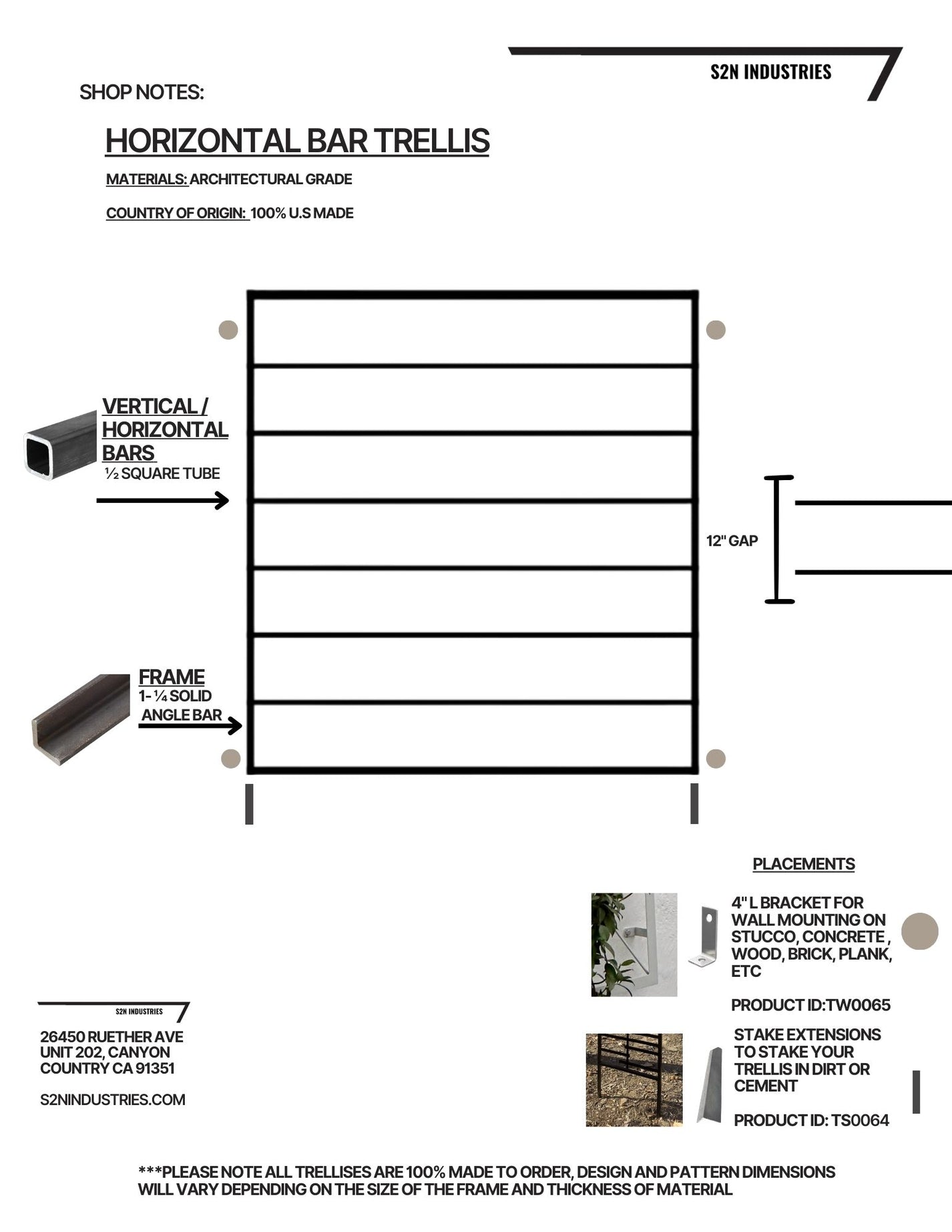 Horizontal Bar Metal Trellis, Stand Alone Metal Garden Trellis, Easy ...
