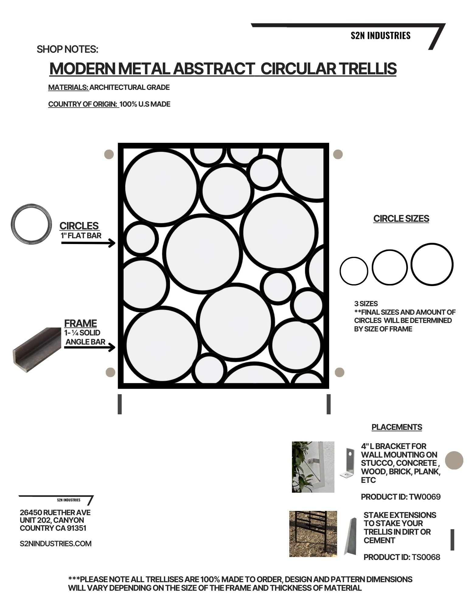 Modern Circular Abstract Outdoor Trellis Fence, Circular Design Metal ...