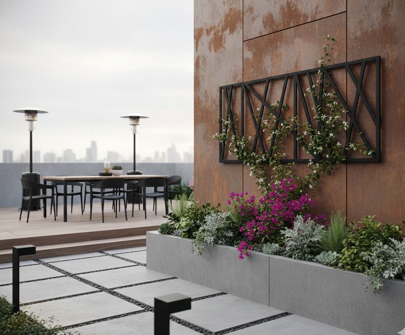 Modern 30/15 Roll Bar Trellis, Abstract Modern Metal Wall Frame - S2N ...