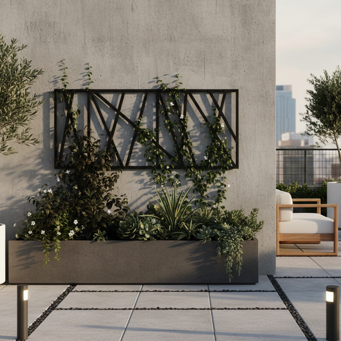 Modern 30/15 Roll Bar Trellis, Abstract Modern Metal Wall Frame - S2N ...