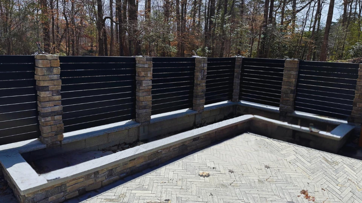 Modern Horizontal Slate Metal Panel Fence, Custom Made Modern Slate ...