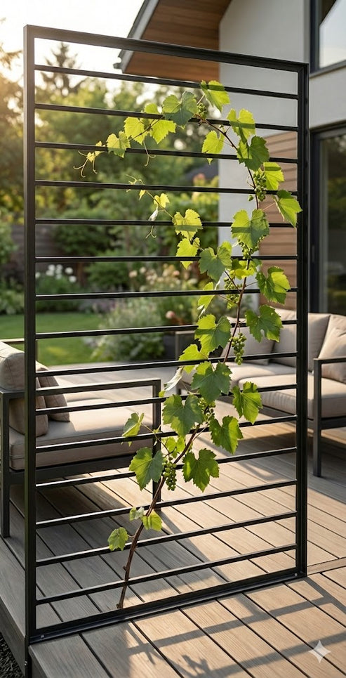Horizontal Bar Metal Trellis, Stand Alone Metal Garden Trellis, Easy ...
