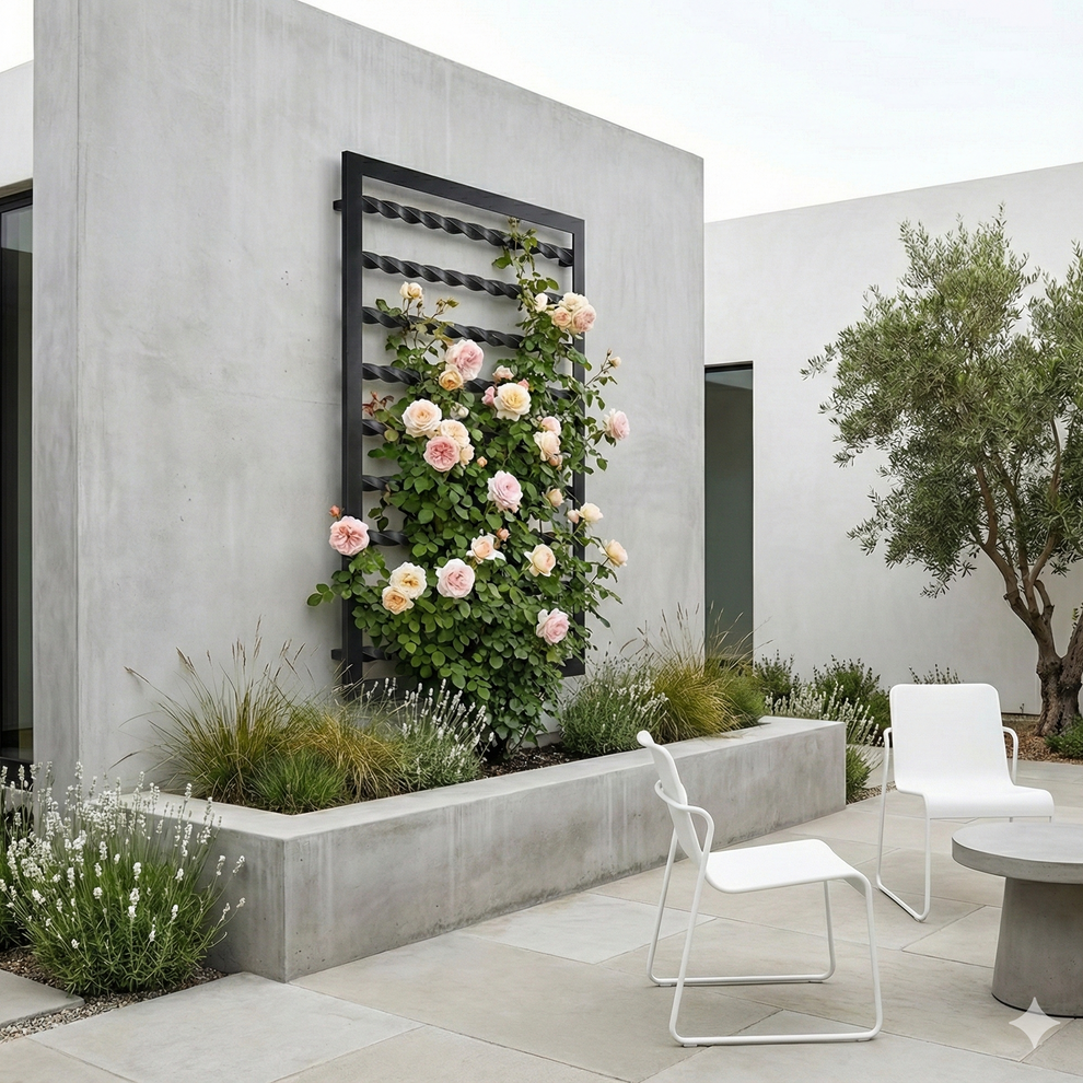 Horizontal Grid Twisted Bar Wall Trellis - S2N Industries - 100% ...