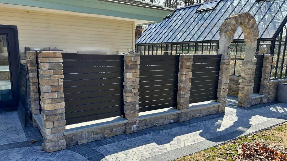 Modern Horizontal Slate Metal Panel Fence, Custom Made Modern Slate ...